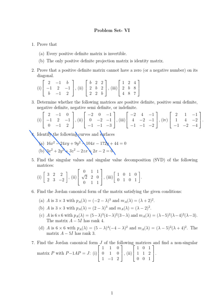 Problem Set 6 | PDF | Matrix (Mathematics) | Operator Theory