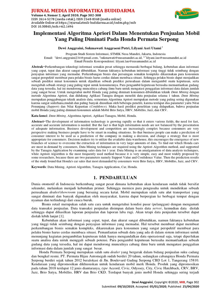 Implementasi Algoritma Apriori Dalam Menentukan Pe | PDF