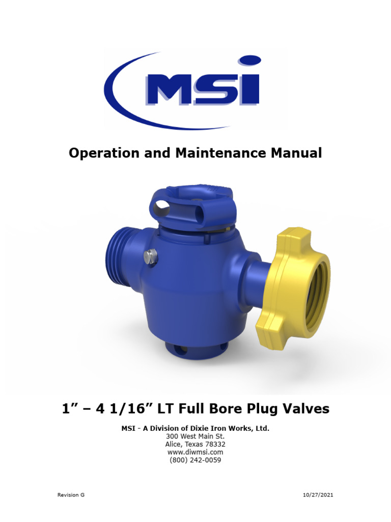 MSI LT Valve Maintenance Manual | PDF | Valve | Electrical Connector