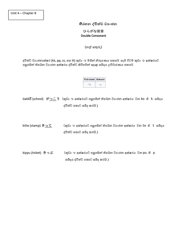 Unit 4 - Chapter 8 Hiragana | PDF