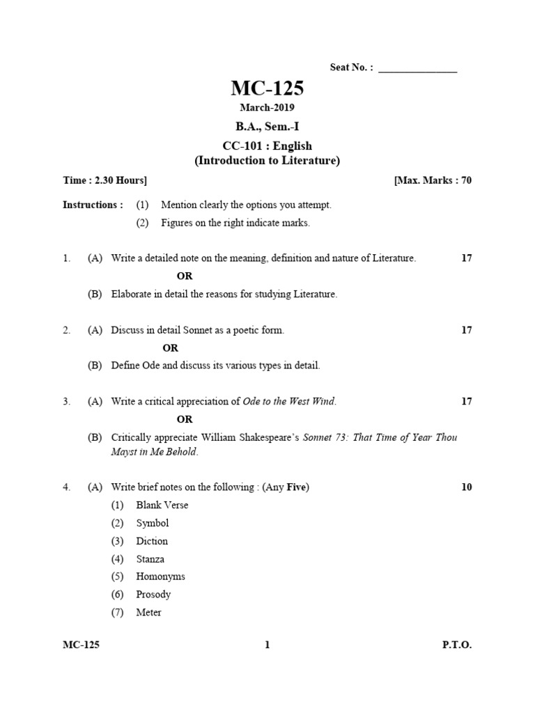 (CC-101 English) | PDF | Poetry | Metre (Poetry)