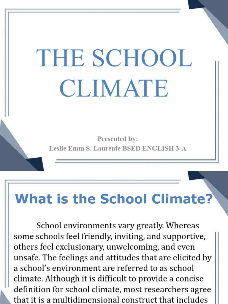 Lesson 15 The School Climate | PDF | Teachers | Psychology