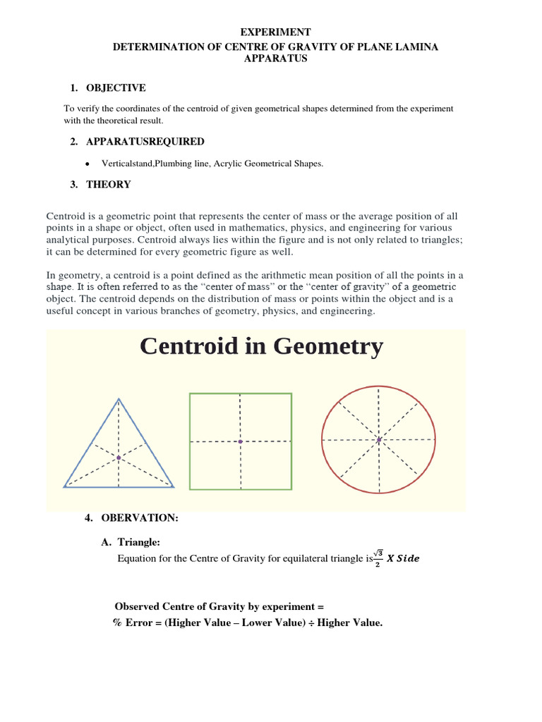 Centre of Gravity Lab Manual | PDF