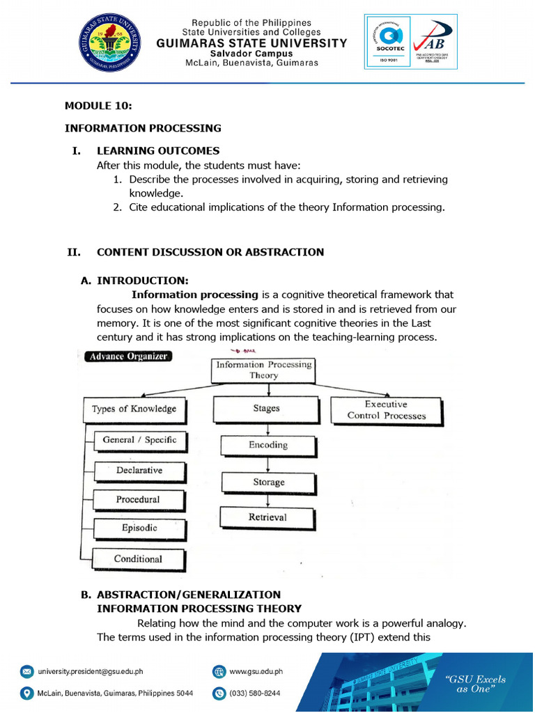 Module 10 Information Processing | PDF | Memory | Information