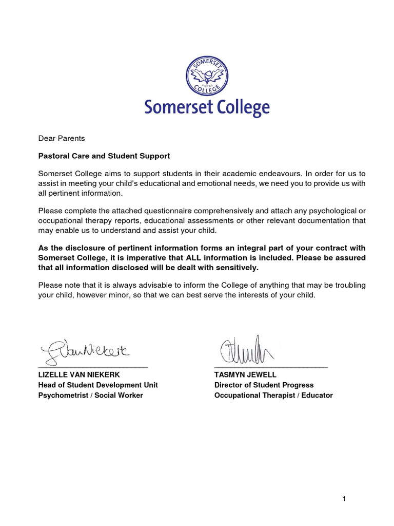 Pastoral Care and SDU Admissions Form | PDF | Psychological Trauma ...