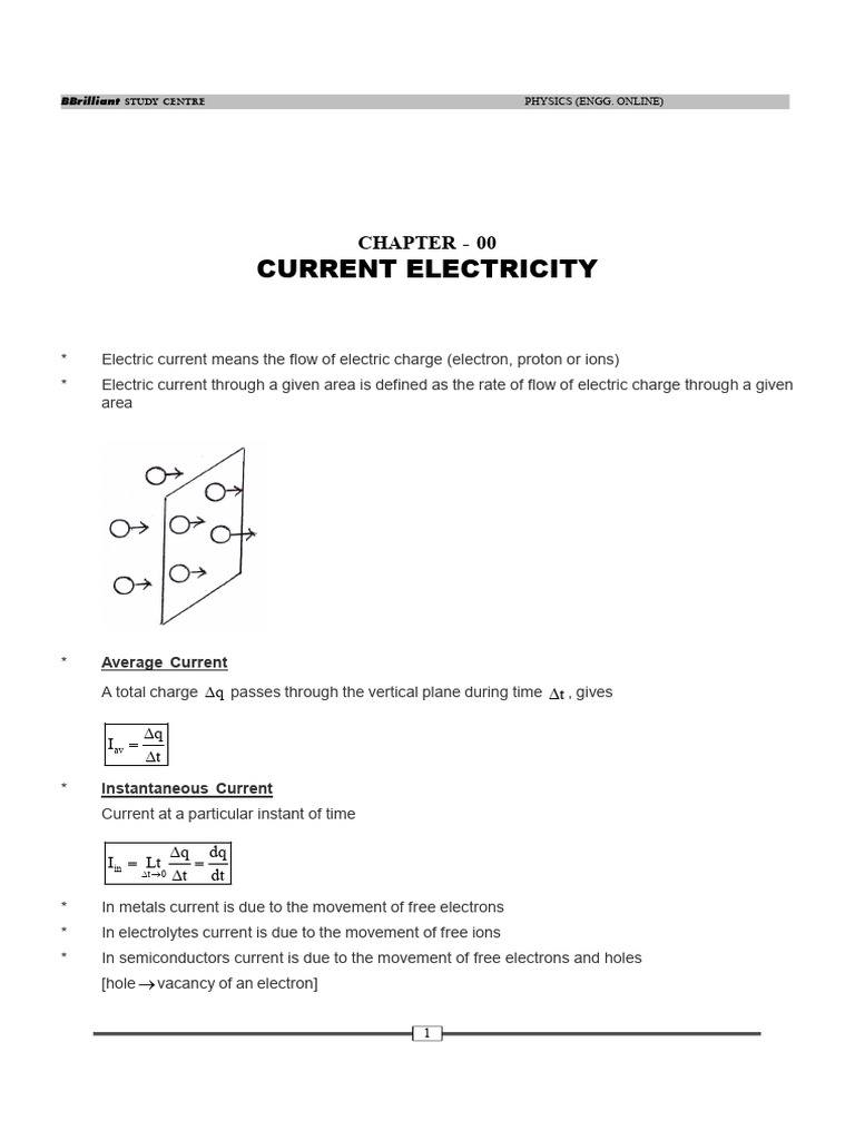 Current Electricity | PDF | Electric Current | Electrical Resistivity And Conductivity