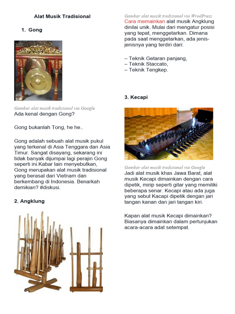 Alat Musik Tradisional Asia Tenggara | PDF | Griya & Taman