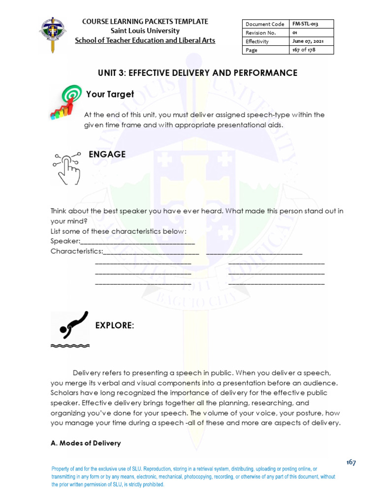 Effective Delivery and Performance | PDF | Communication | Human Communication