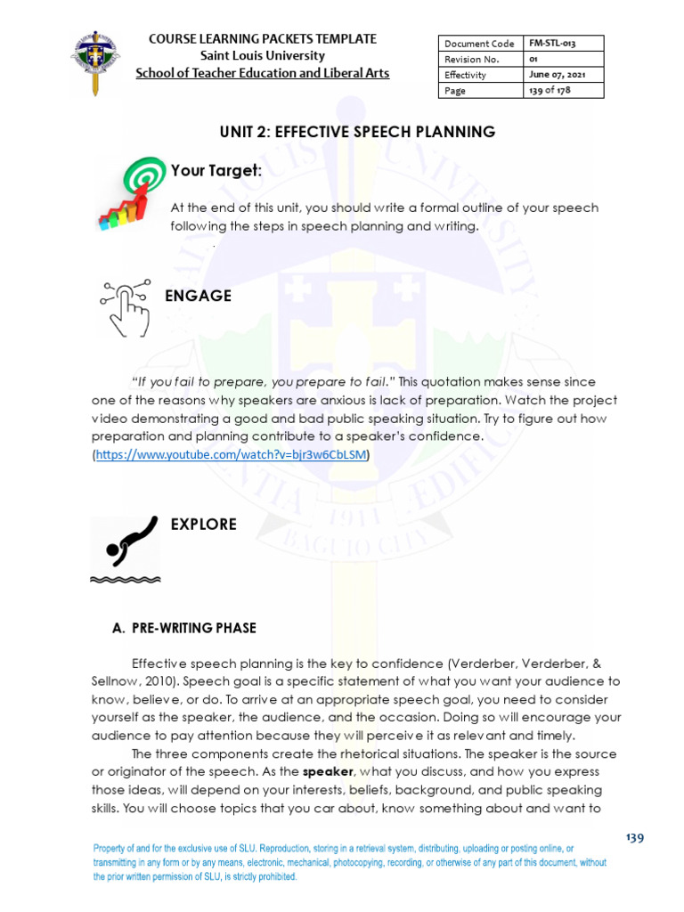 Effective Speech Planning | PDF | Public Speaking | Communication