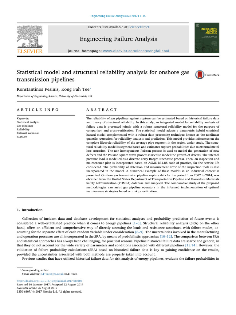 Gas Pipelines | PDF | Reliability Engineering | Statistics
