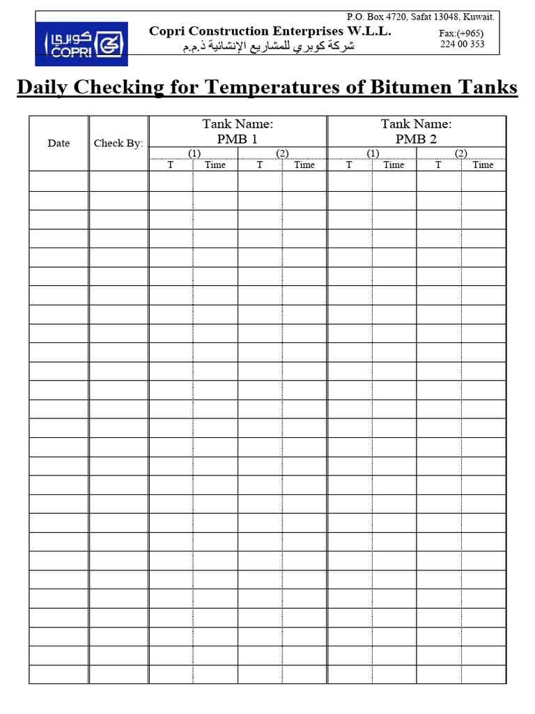 Check 3 - Tanks Temperatures - One Reading | PDF
