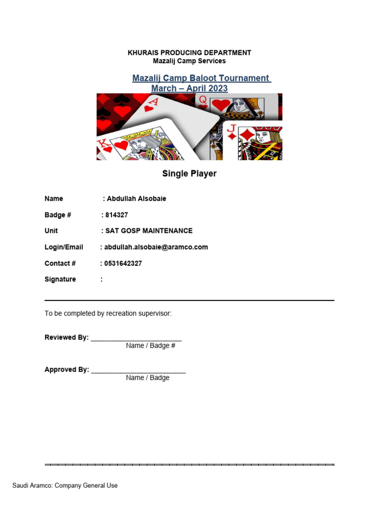 Mazalij Camp Baloot Tournament | PDF