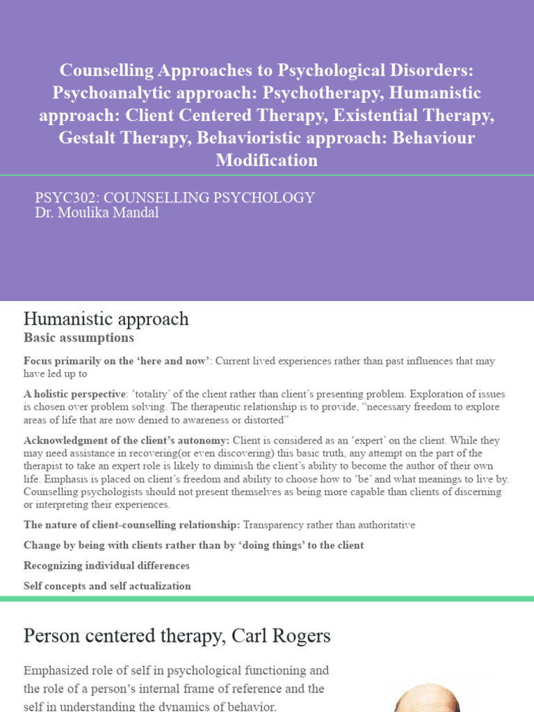 Counselling Approaches To Psychological Disorders - Humanistic Approach ...