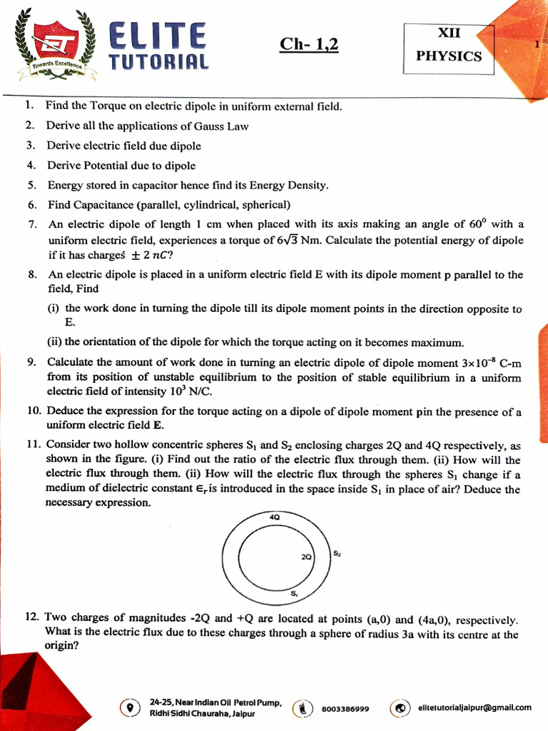 Ch-1,2 - 12th Phy | PDF | Capacitor | Capacitance