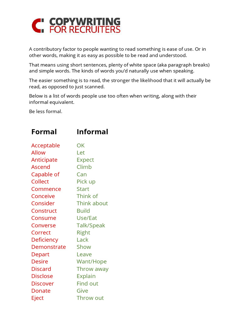 Be Less Formal | PDF