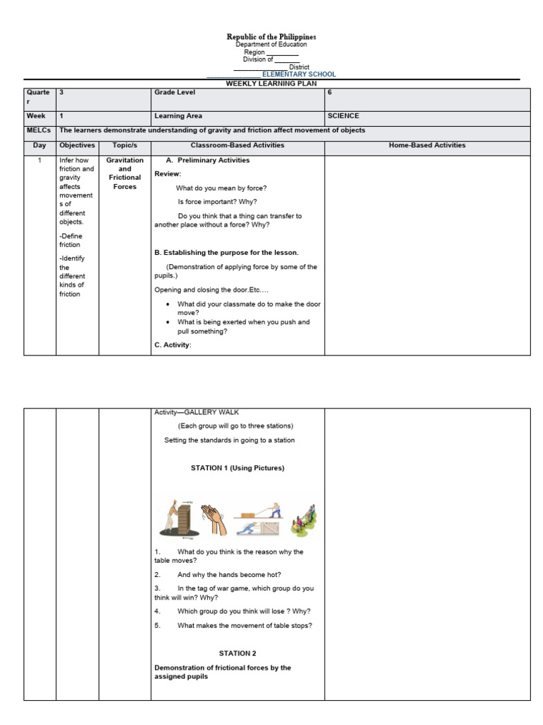 WLP_SCIENCE-Q3-WEEK1 | PDF | Friction | Force WLP_SCIENCE-Q3-WEEK1 | PDF | Friction | Force