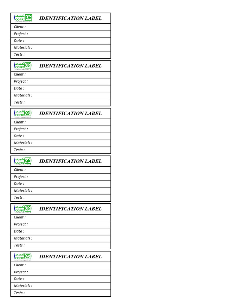 Identification Sticker | PDF
