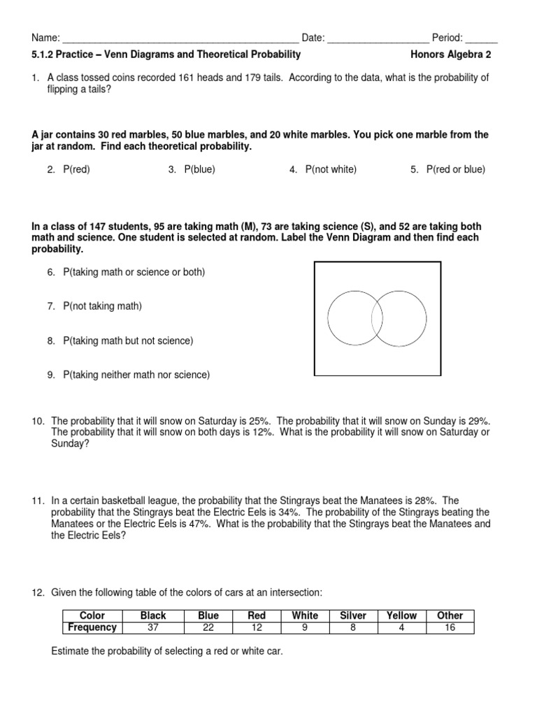 5 - 1 - 2 Practice Venn Diagrams | PDF | Mathematical Concepts ...