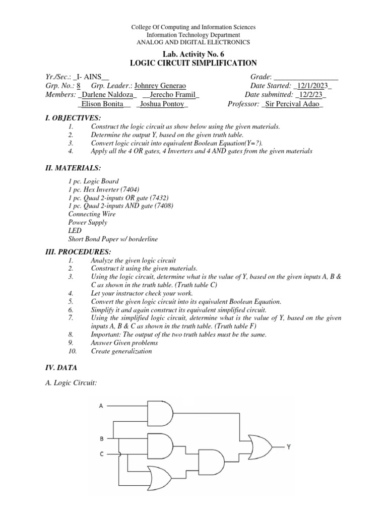 Logic Circuit SImplification | PDF | Logic Gate | Electronic Circuits