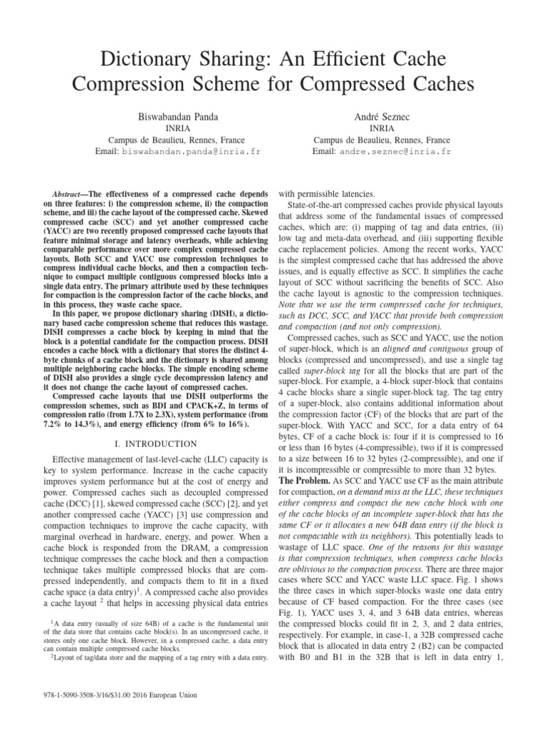 Memory Compression CA Final Paper | PDF | Cpu Cache | Data Compression