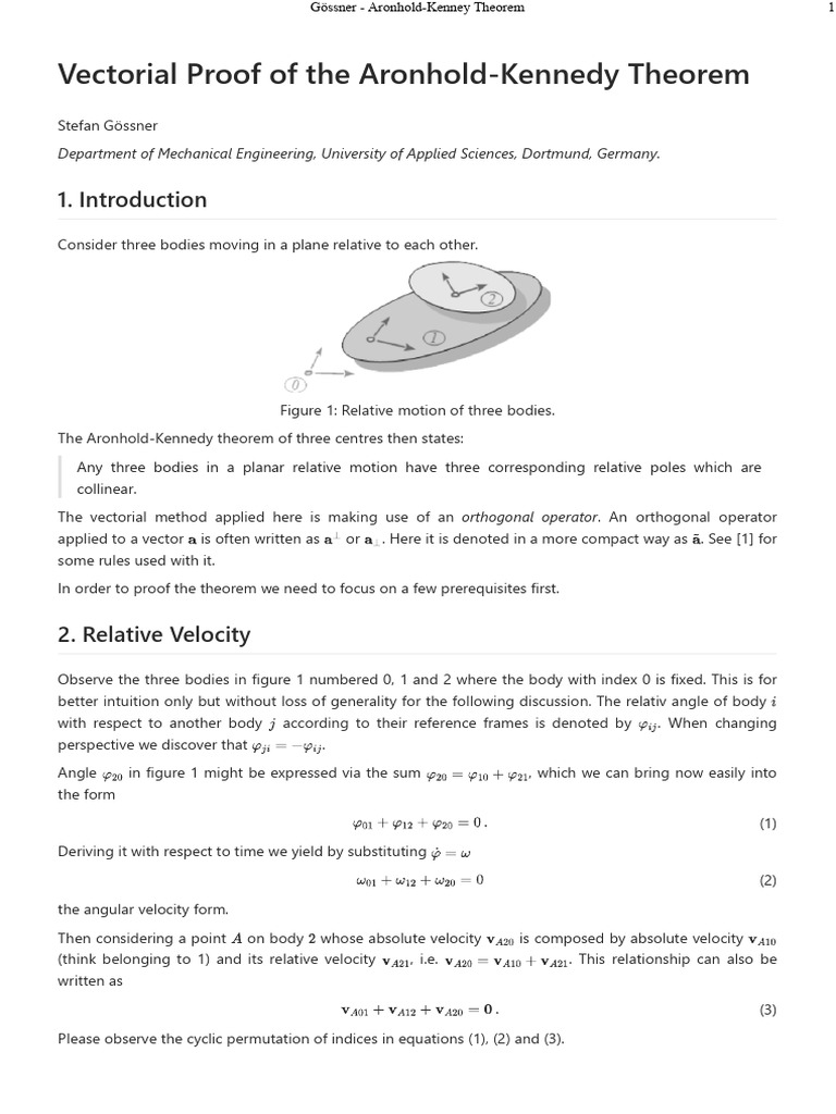 Vectorial Proof of Aronhold Kennedy Theorem | PDF | Technology ...