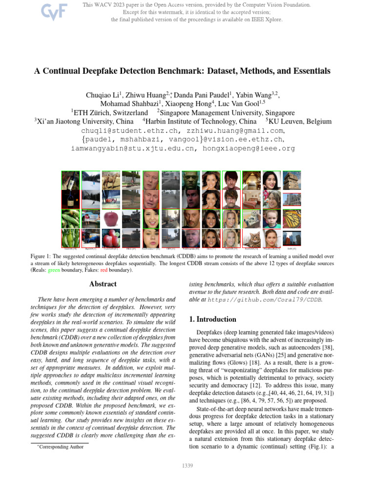 Li A Continual Deepfake Detection Benchmark Dataset Methods and ...