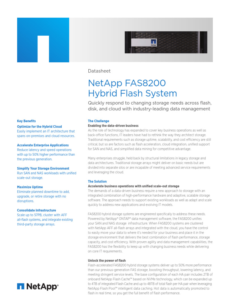 NetApp FAS 8200 | PDF | Cloud Computing | Information Retrieval