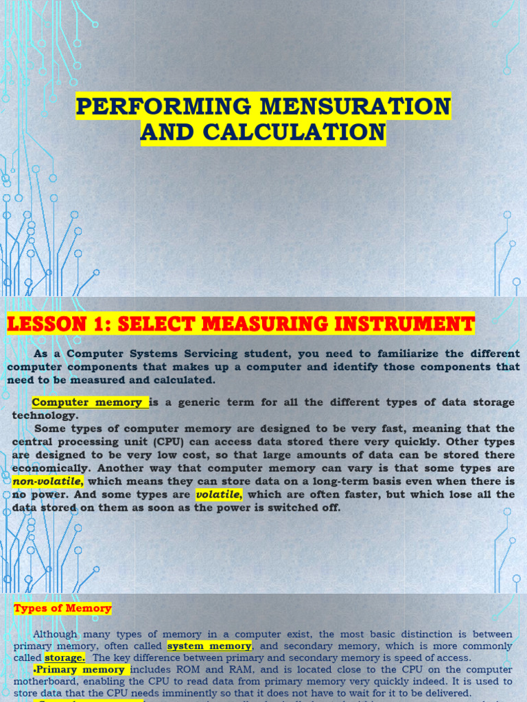 Performing Mensuration Q3 | PDF | Random Access Memory | Computer Data Storage