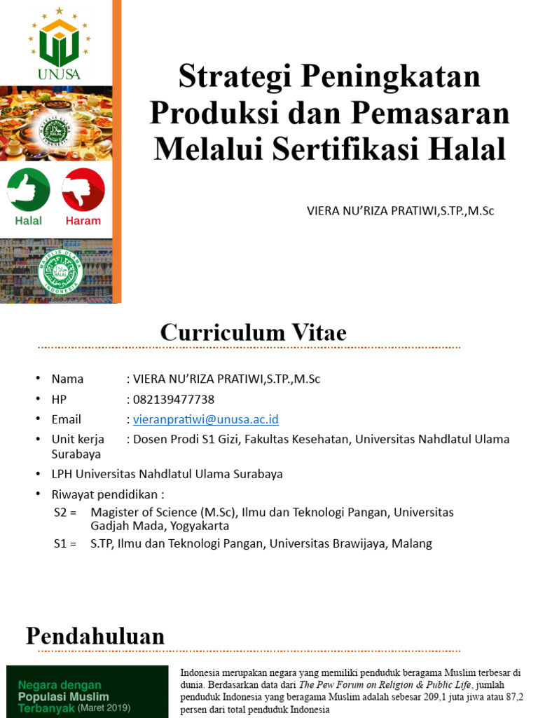 Strategi Peningkatan Produksi Dan Pemasaran Melalui Sertifikat Halal | PDF