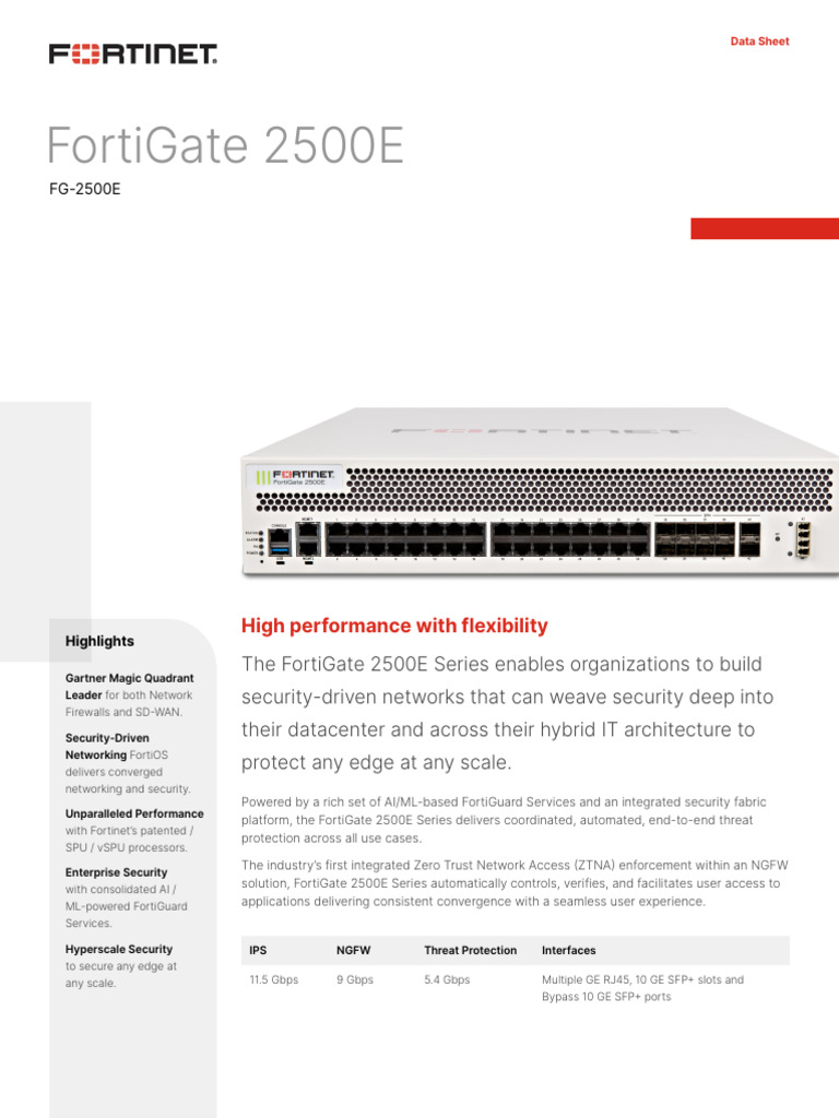 FortiGate 2500E | PDF | Computer Network | Security