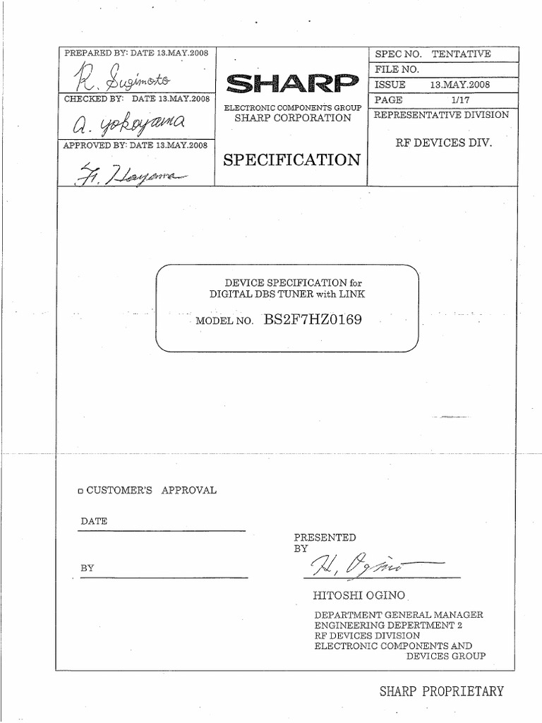 Sharp - Microelectronics BS2F7HZ0169 Datasheet | PDF