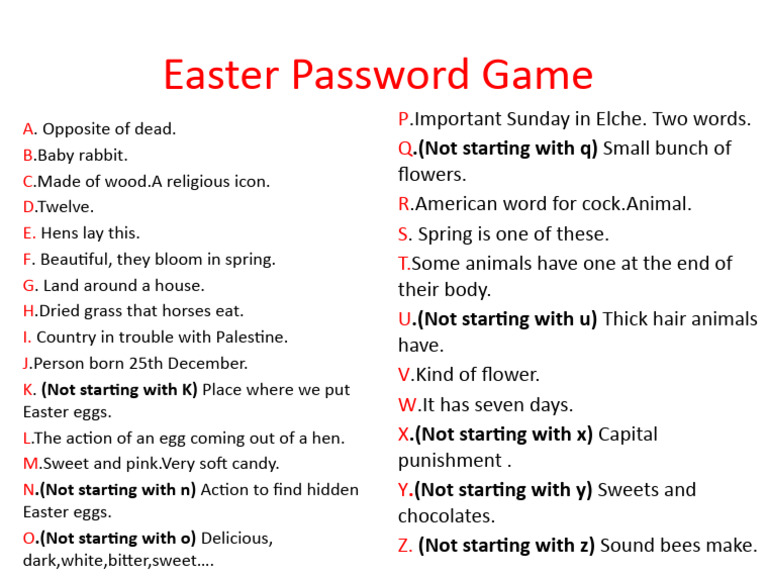 Easter Pass Word Game | PDF