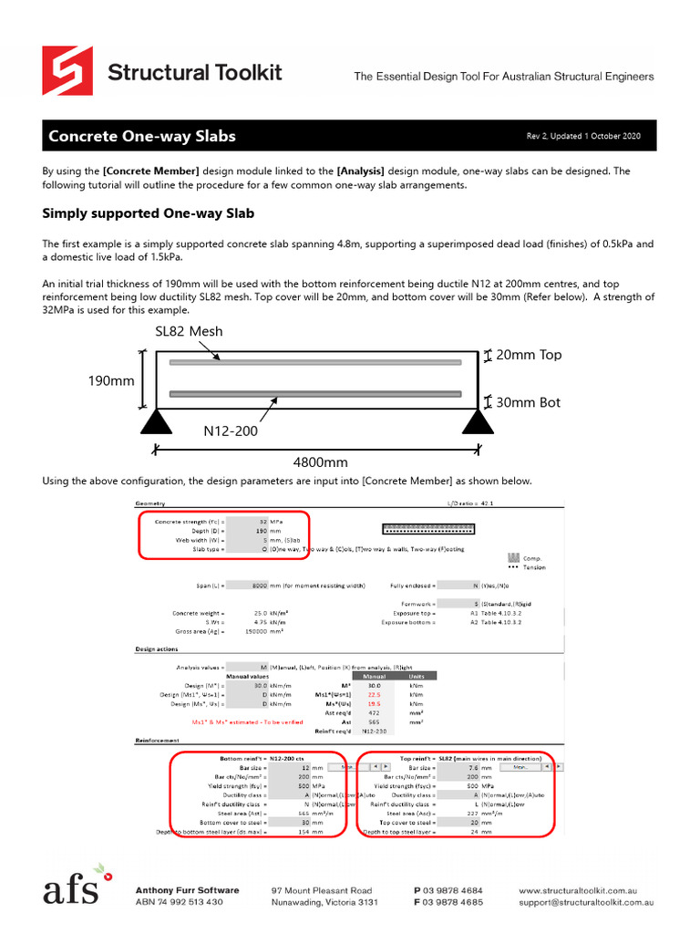 Concrete One-Way Slab | PDF | Bending | Reinforcement