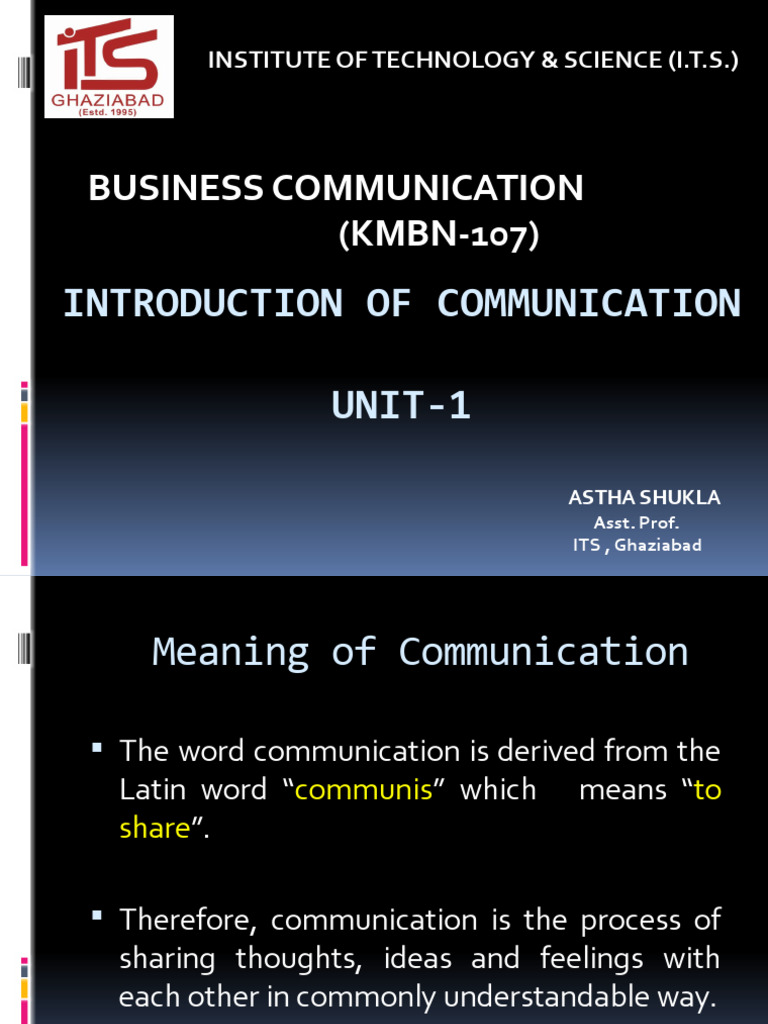 Unit 1 BC | PDF | Communication | Nonverbal Communication