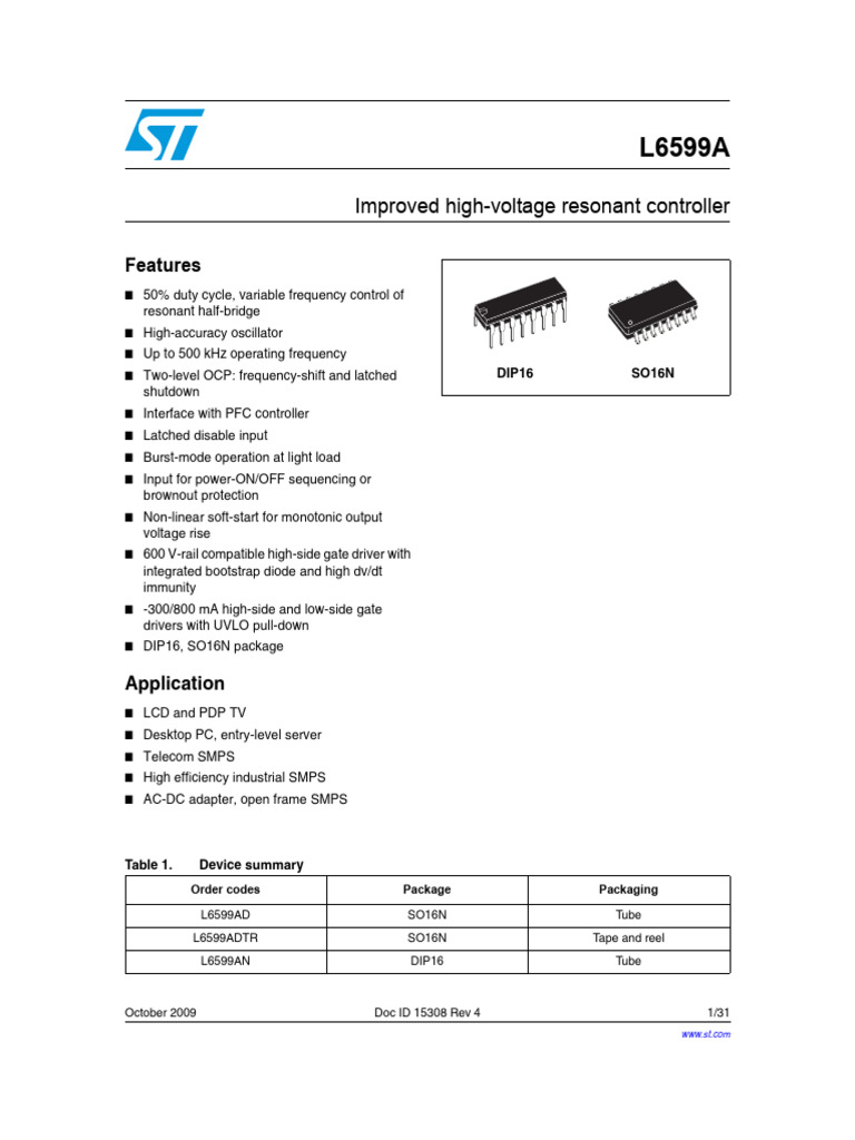 Improved High-Voltage Resonant Controller: Features | PDF | Electronic Oscillator | Capacitor