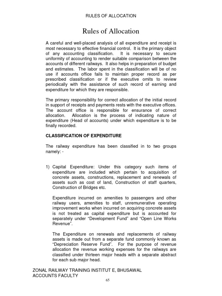 Rules of Allocation | PDF | Expense | Cost