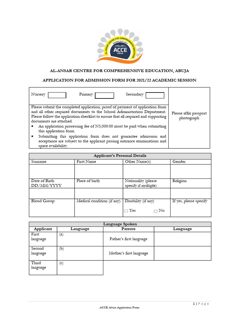 ACCE Application Form | PDF | Asperger Syndrome | Behavioural Sciences