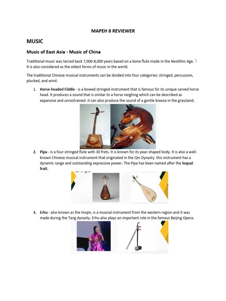 Mapeh 8 Reviewer | PDF | Family | String Instruments