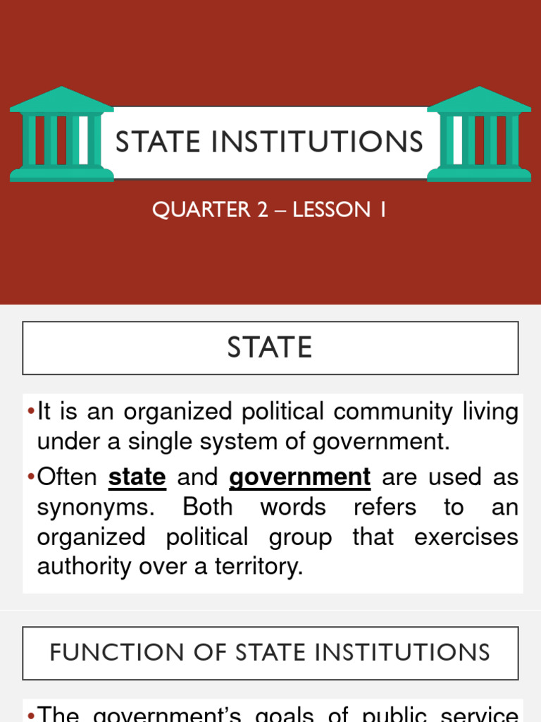 LESSON-7-STATE-AND-NON-STATE-INSTITUTIONS | PDF | Banks | State (Polity)