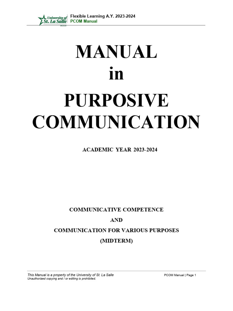 PCOM Manual Midterm | PDF | English Language | Communication