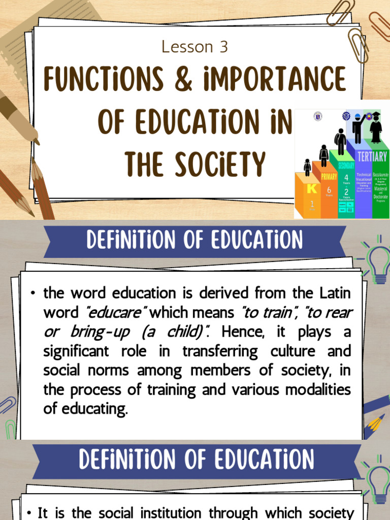 Lesson 8 Functions and Importance of Education | PDF | Self Actualization | Behavior Modification