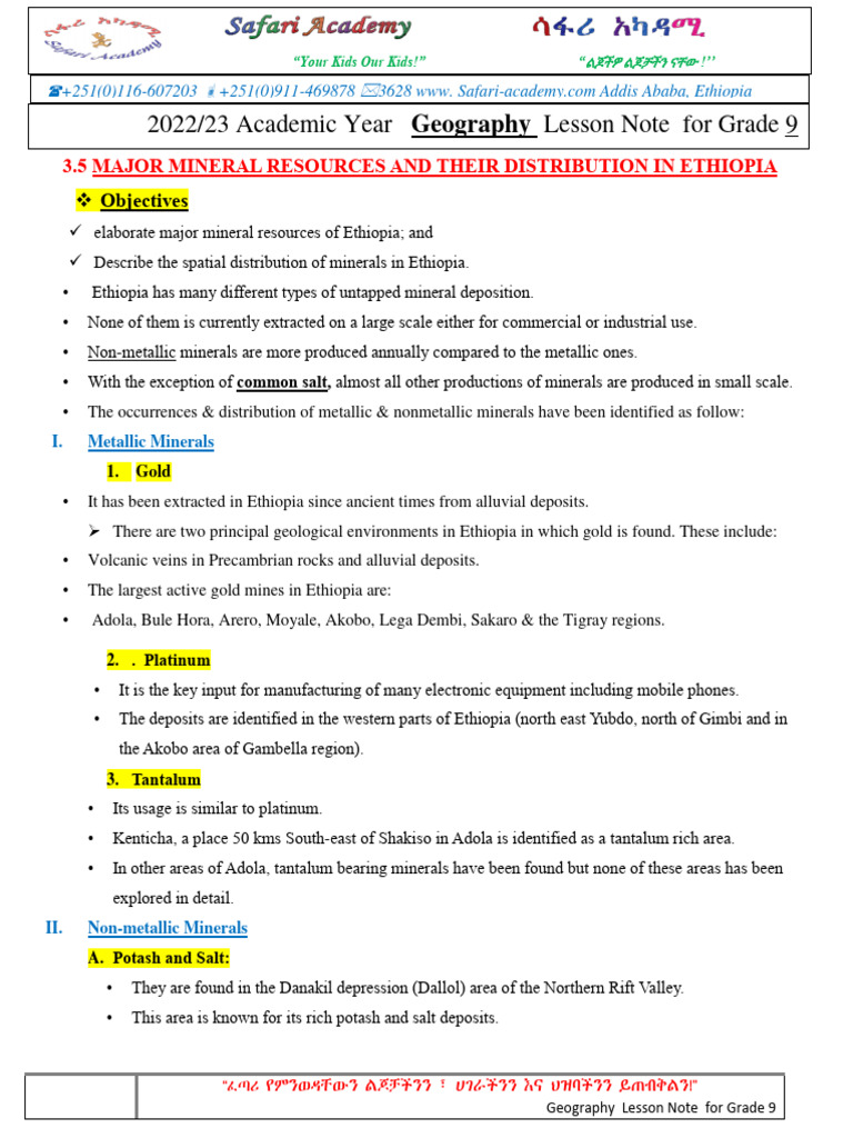 Geogrphy Lesson Note For Grade 9 | PDF | Forests | Savanna