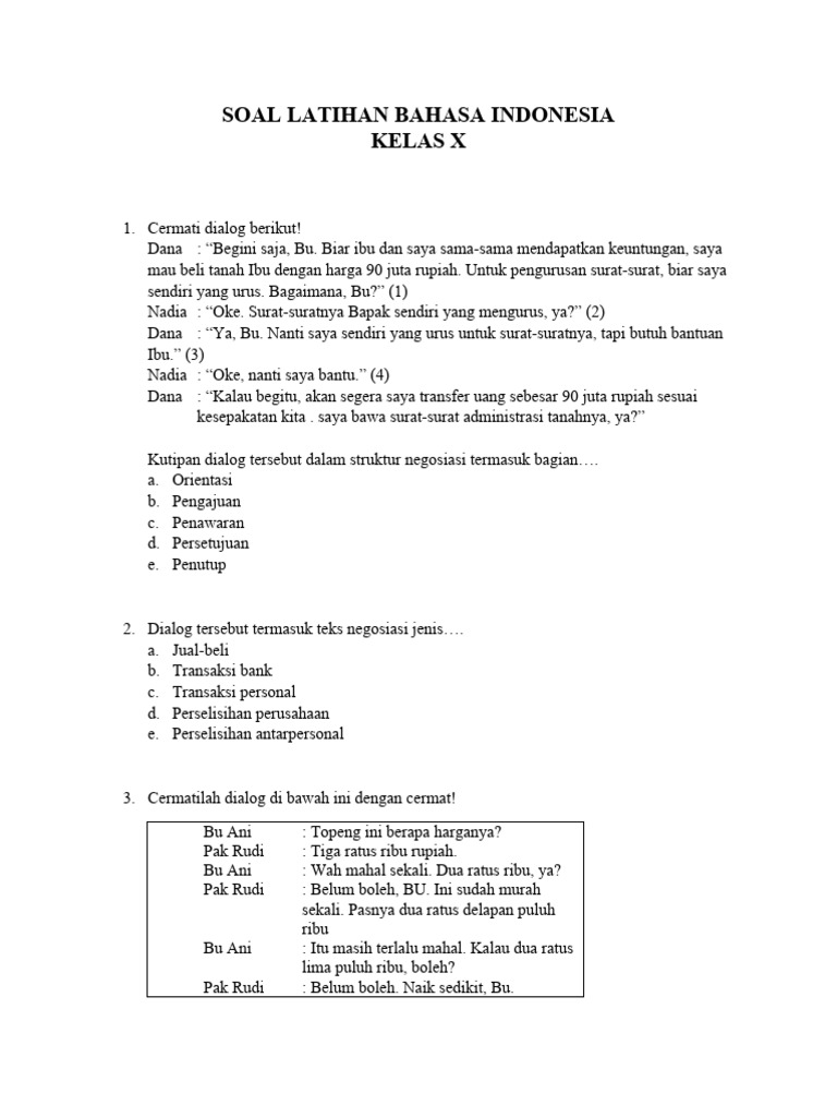 Soal Latihan Bahasa Indonesia | PDF | Perjalanan | Seni & Disiplin Bahasa