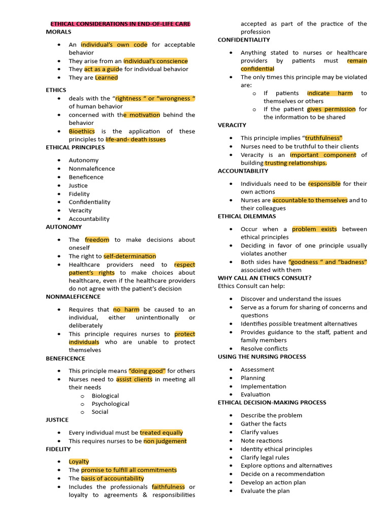 Ethical Considerations in End of Life Care | PDF | Autonomy | Applied Ethics