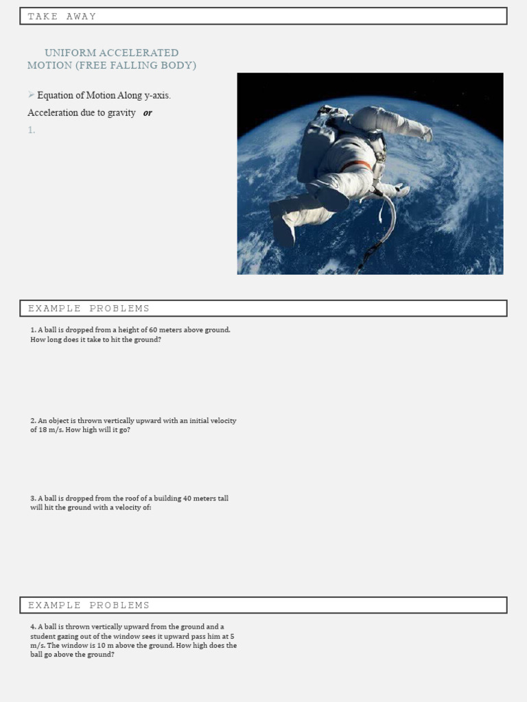 Module 1.2 FP Kinematics Free Falling Bodies | PDF