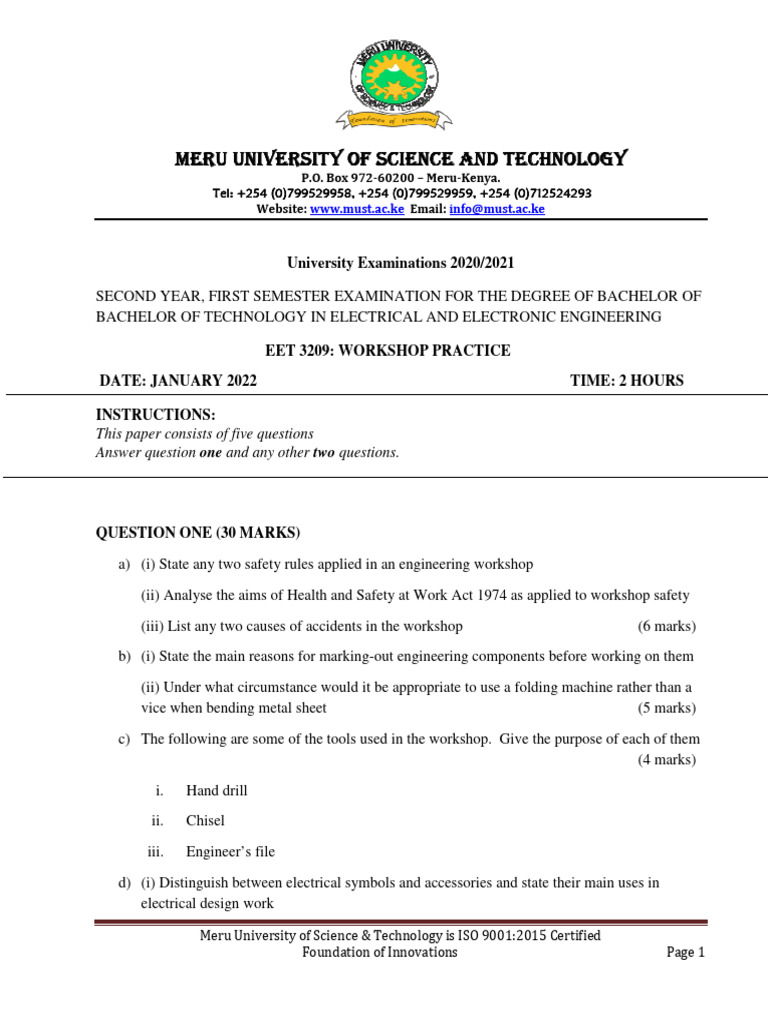 Eet 3209 Workshop Practice 1 | PDF | Electrical Wiring | Fuse (Electrical)
