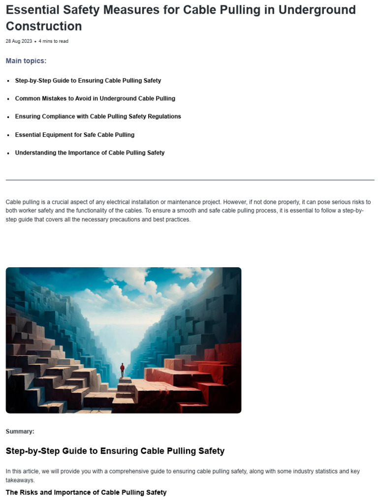 Essential Safety Measures For Cable Pulling in Underground Construction ...