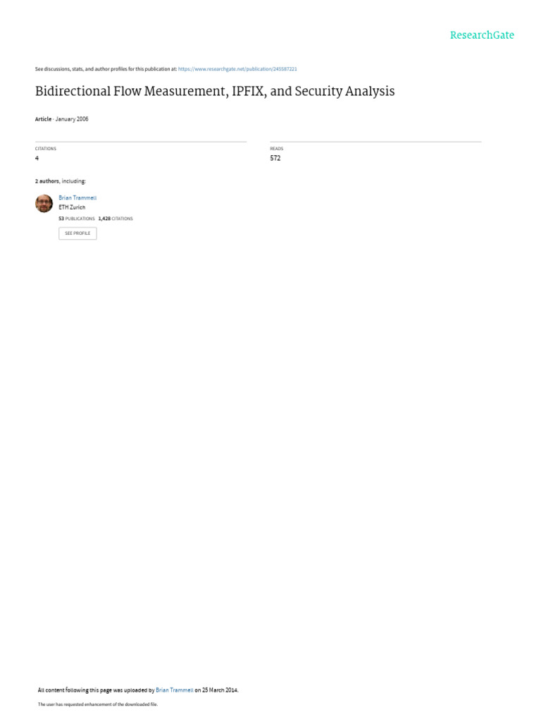 Bidirectional Flow Measurement IPFIX and Security | PDF | Internet Protocols | Computer Network