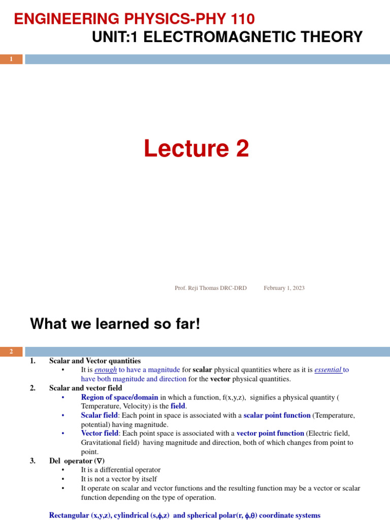 PHY110-Unit1-Lecture 2 - 22648 - RT | PDF
