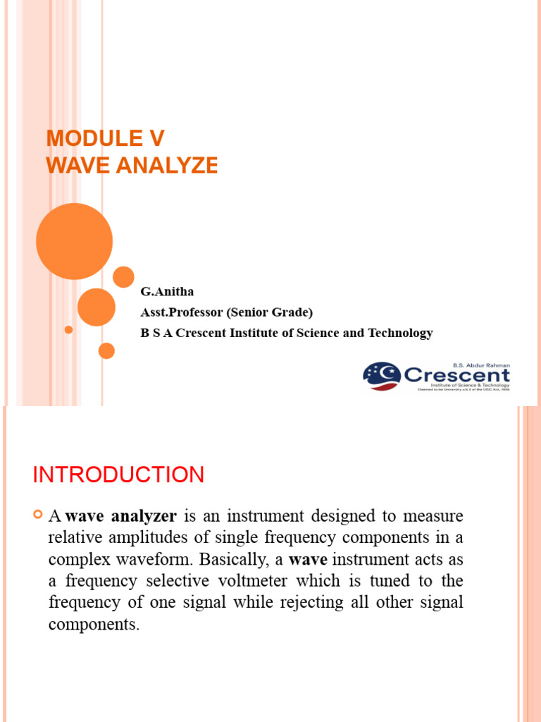 Module V Wave Analyzers G.Anitha | PDF | Distortion | Amplifier